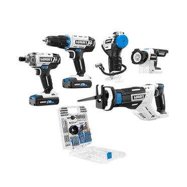 HART 20-Volt Cordless 5-Tool Combo Kit (2) 1.5Ah Lithium-Ion Batteries ...