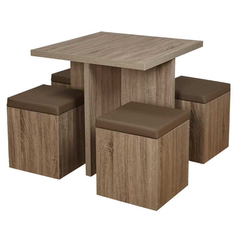 Mainstays 5 Piece Dexter Dining Set with Storage Ottoman Multiple Colors