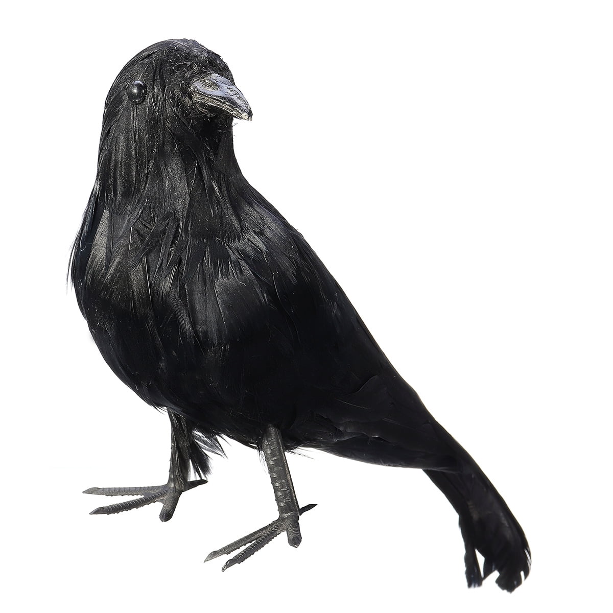New Spooky Black Feathered Lifelike Scary Halloween Raven Crow Prop ...