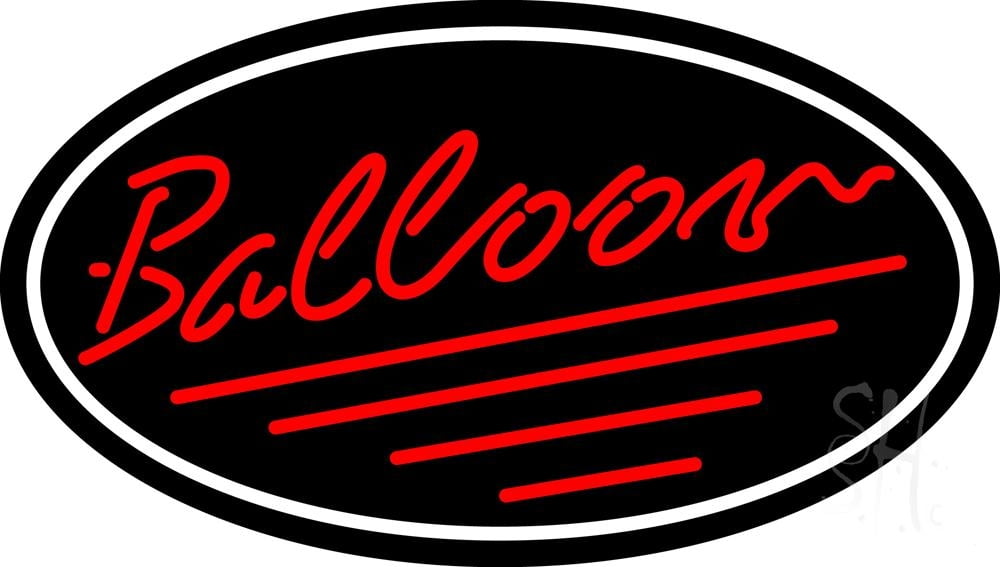 Oval Red Balloon Cursive LED Neon Sign 20" Tall x 37" Wide - inches ...