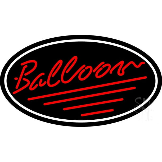 Oval Red Balloon Cursive LED Neon Sign 20" Tall x 37" Wide - inches ...