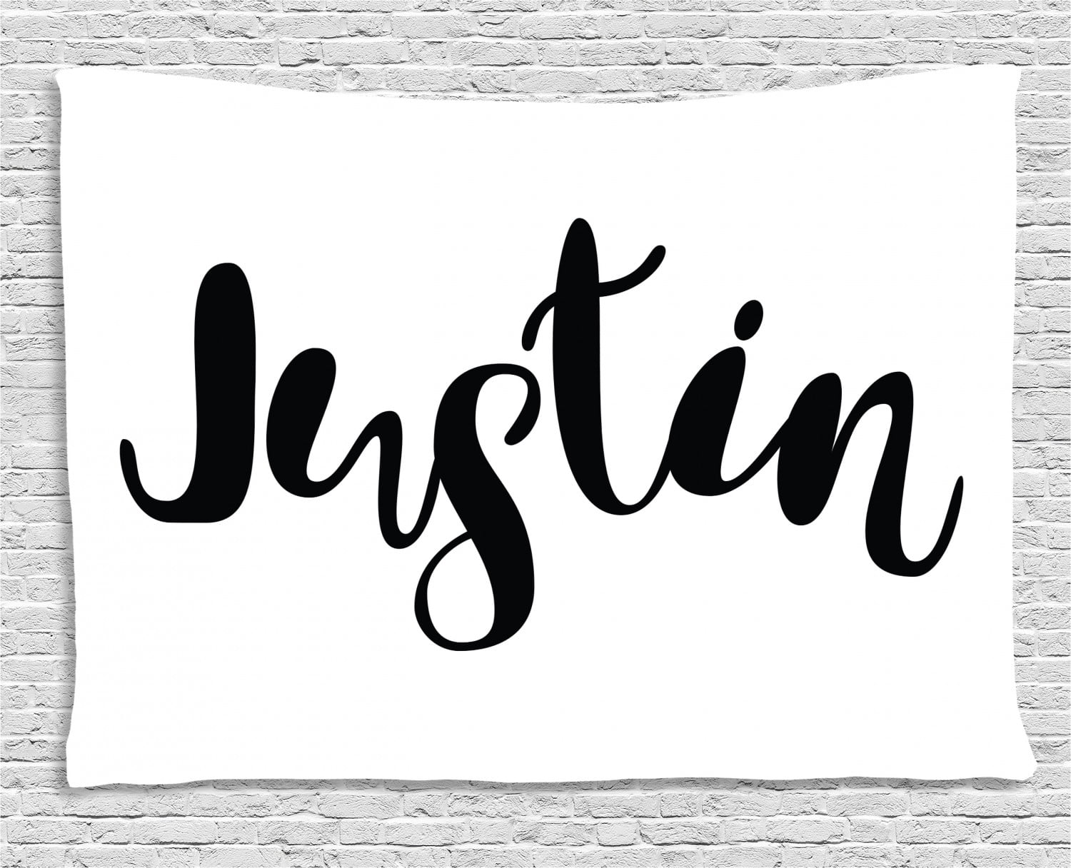 Justin Tapestry, Modern Calligraphy with Popular Male Name Monochrome ...