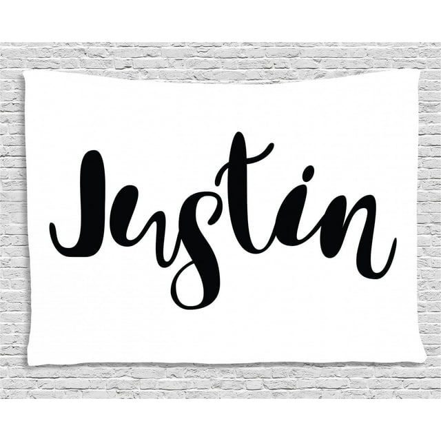 Justin Tapestry, Modern Calligraphy with Popular Male Name Monochrome ...