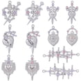 24Pcs 12 Styles Alloy Rhinestone Connector Charms Heart Links Mixed ...