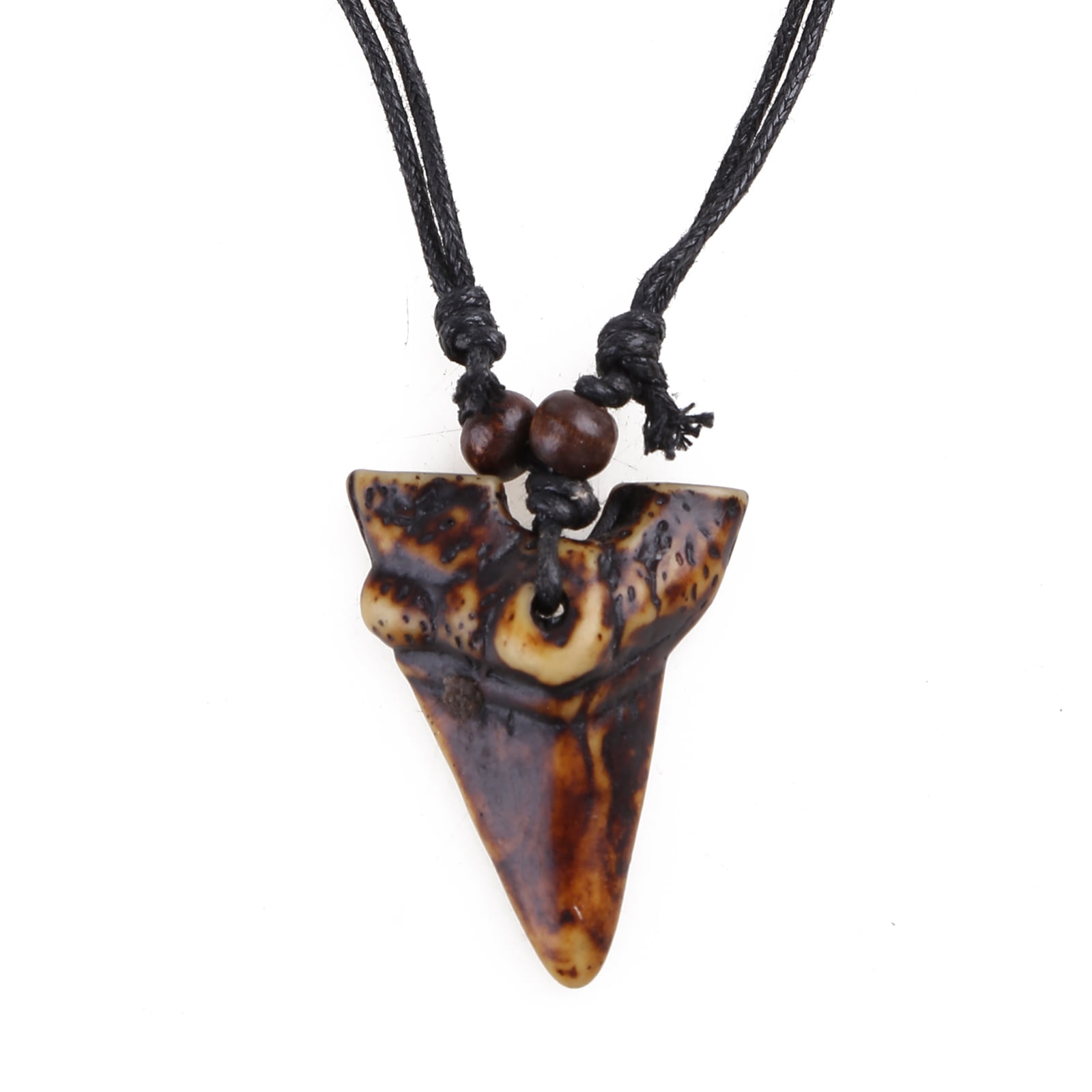 Lucky Shark Teeth Pendant Necklace Vintage Fossilized Tooth Beach ...