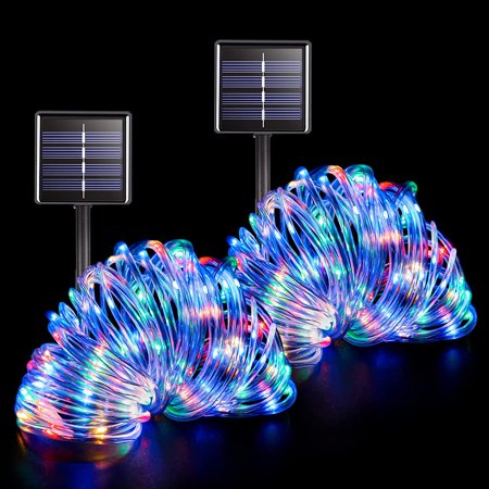 2 Pack Solar Rope Lights 33 Ft 100 LED Solar Rope Lights Outdoor ...