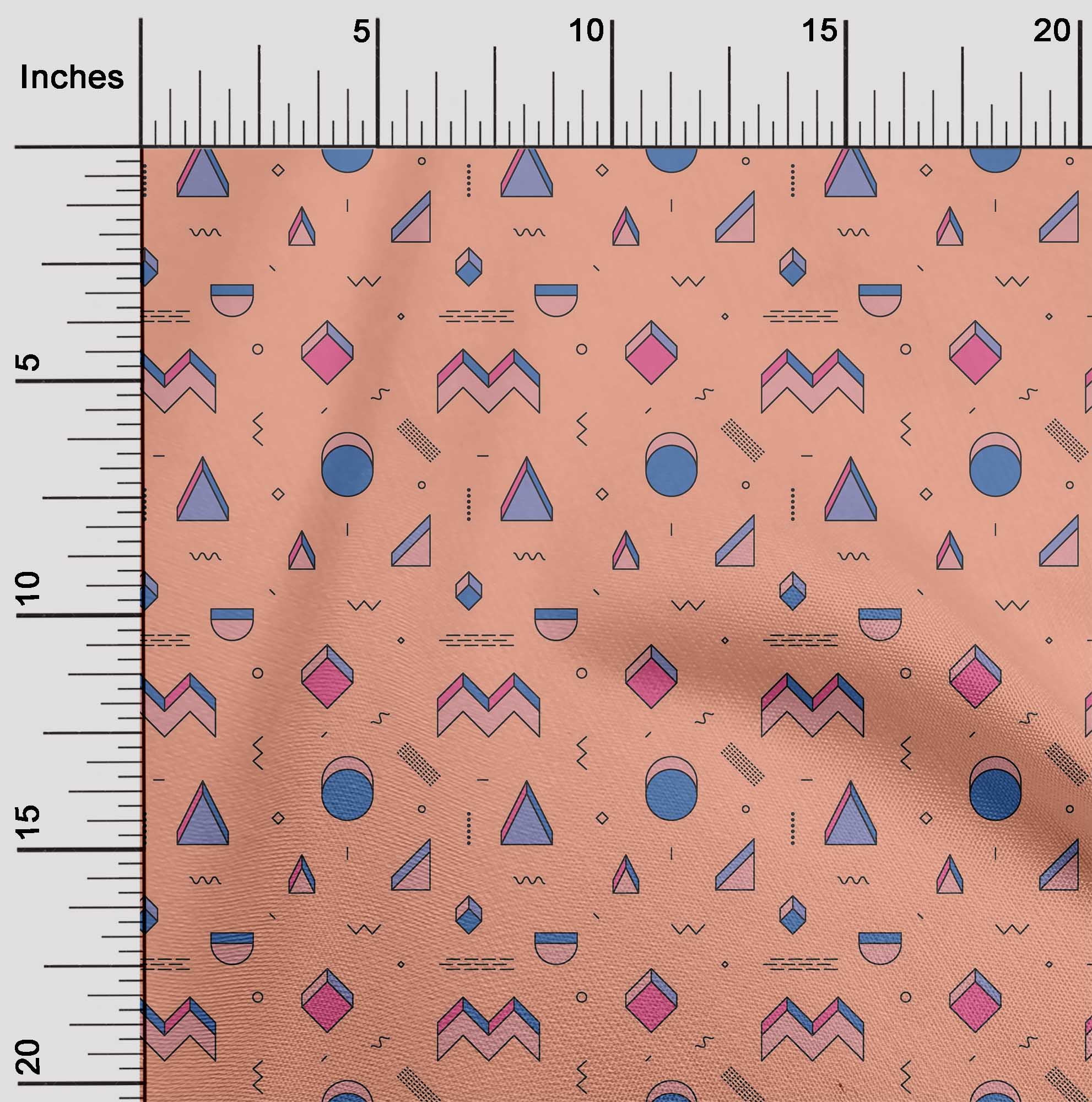oneOone Viscose Chiffon Peach Fabric Zig Zag|Diamond & Triangle ...