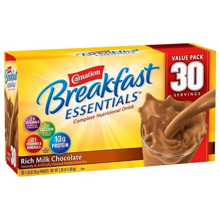 Carnation Breakfast Essentials Nutritional Drink Mix Chocolate 30 ct ...