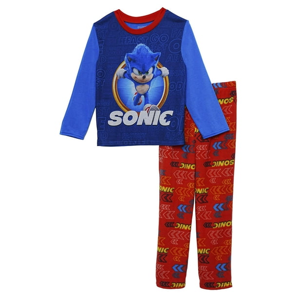 Sonic The Hedgehog Boys 2 Piece Pajama Set, Fleece Pants, Sonic 2, Size ...