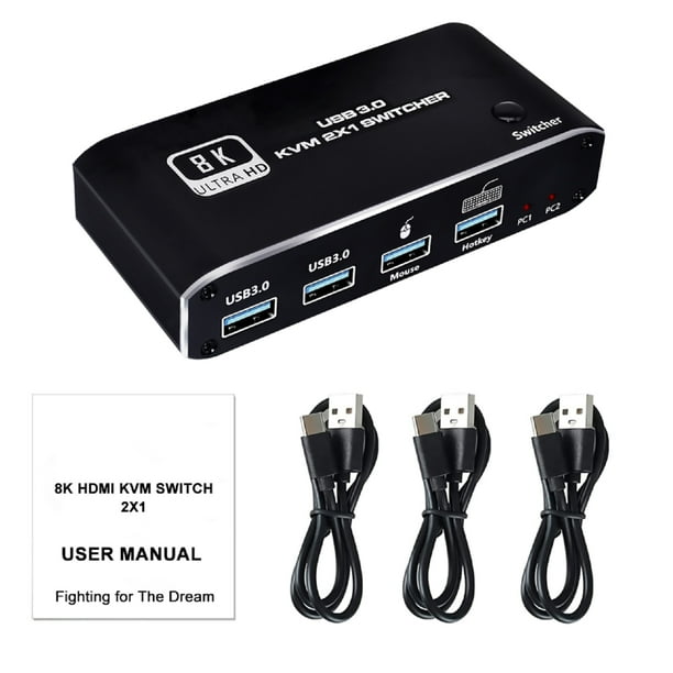 2x1 8K@60Hz 4K@120Hz Dual Monitor Switch Device Monitor Sharing Switch ...