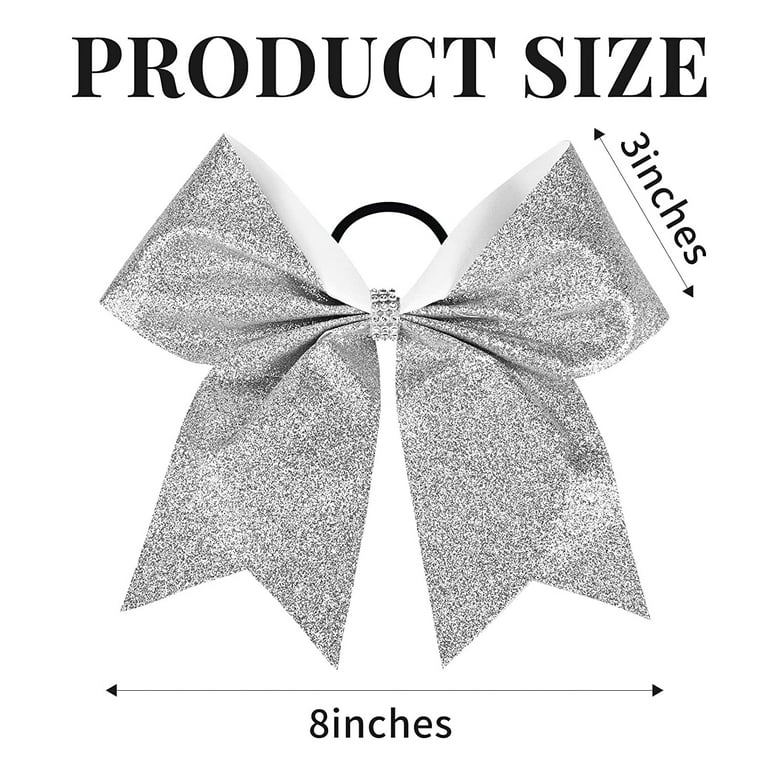 Rhinestone Silver Cheer Bows