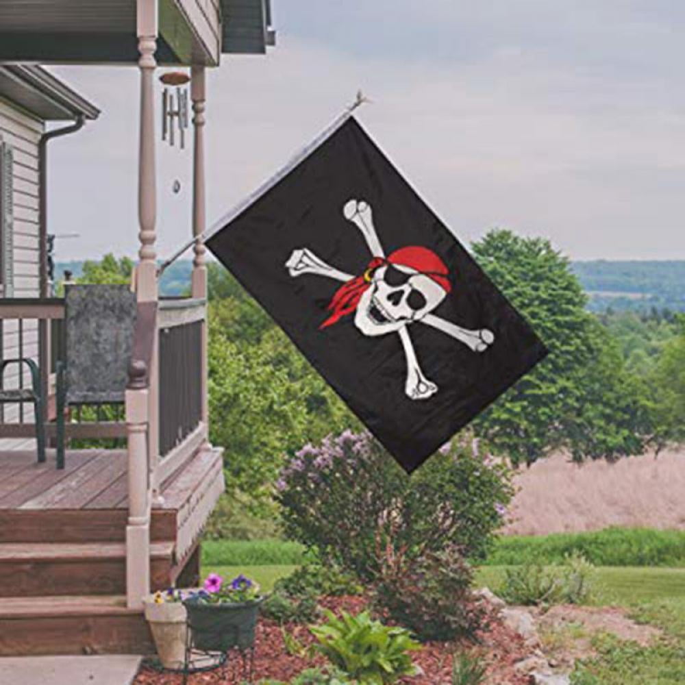 Enlightened 3×5ft Pirate Flag Red Bandana Skull Logo - Walmart.com