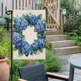 Blue Hydrangea Garden Flag 12x18 Inch Spring Wreath Flower Double Sided ...