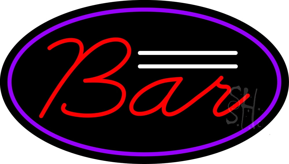 Cursive Bar LED Neon Sign 13 x 24 - inches, Clear Edge Cut Acrylic ...