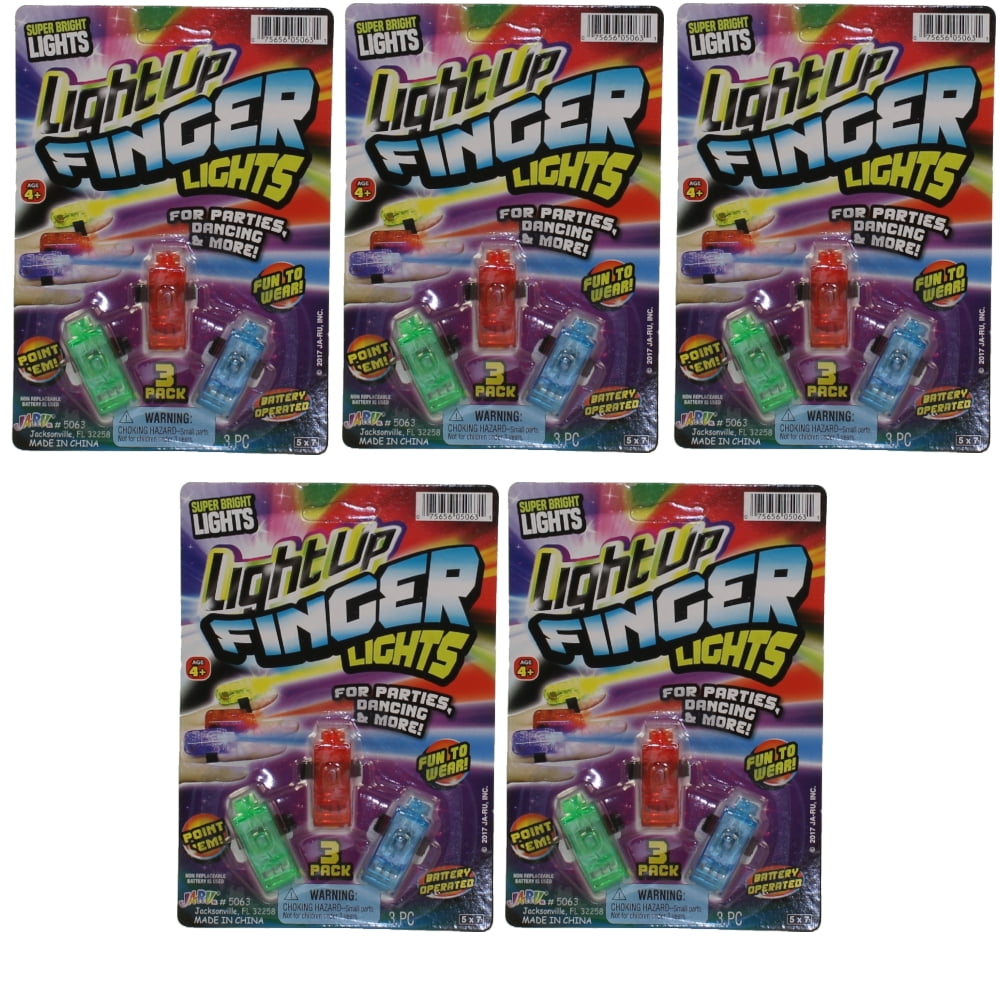 JA-RU Inc. Toys - LOT OF 5 LIGHT-UP FINGER LIGHTS PACKS (15 Lights ...