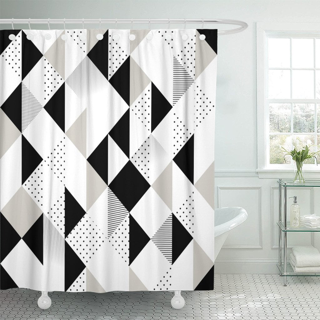 Pknmt Geometric Abstract Triangles Black And White Pattern Rhombus