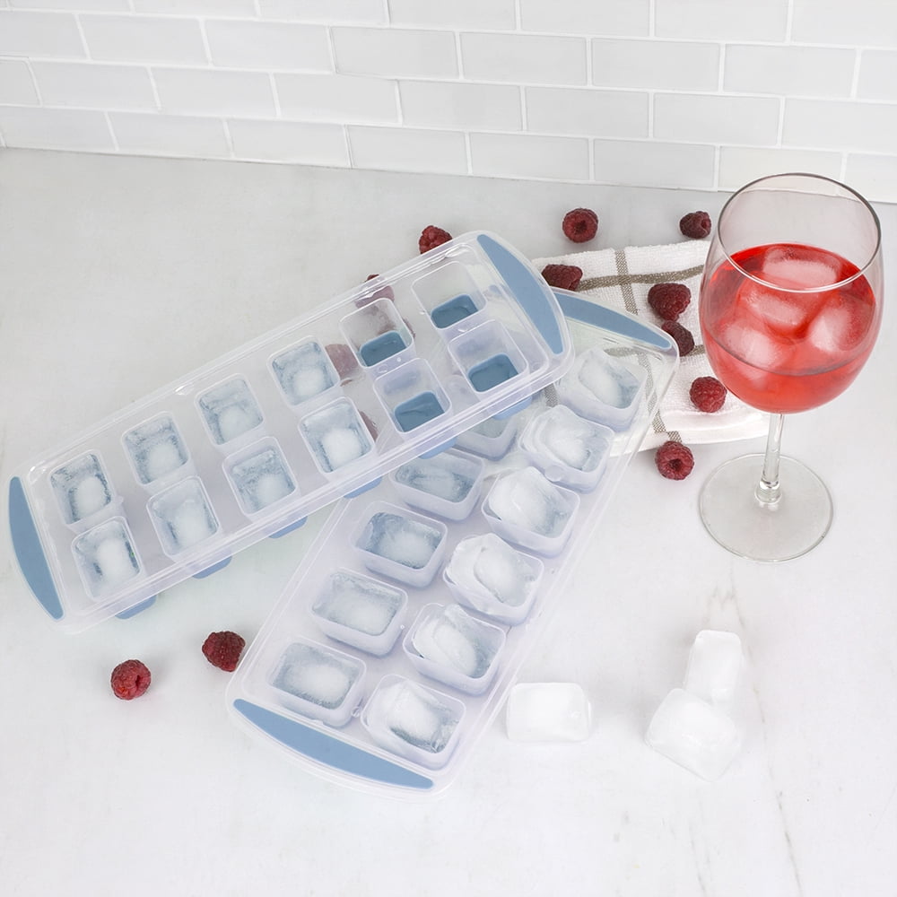Square Plastic Pop-Out Ice Cube Tray, (Pack of 2), Blue - Walmart.com