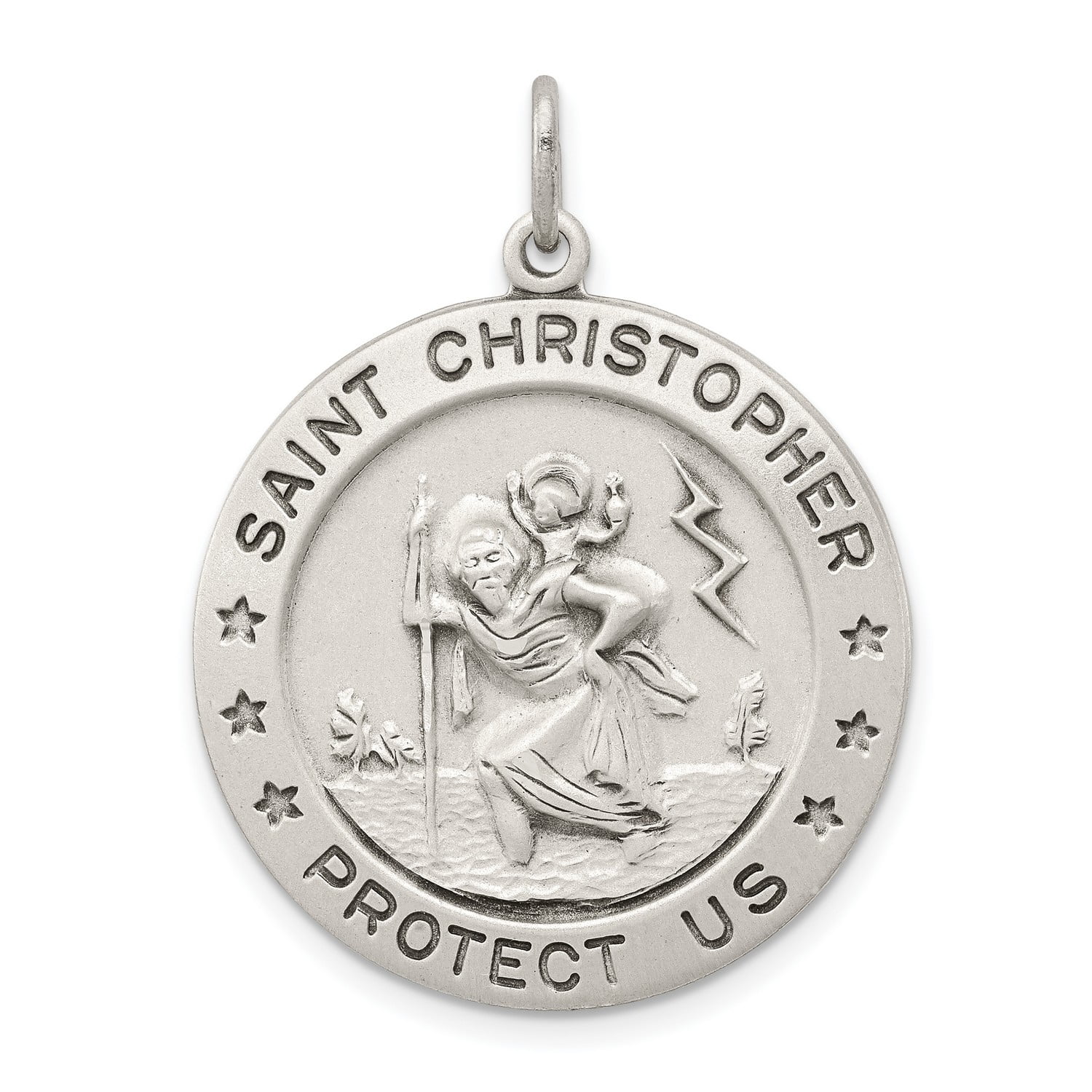 Saint Christopher Protect Us Words On Quarter Size Pendant With Six ...