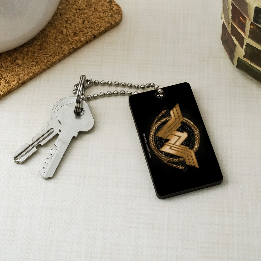 Wonder Woman Movie Golden Lasso Logo Wood Wooden Rectangle Keychain Key ...