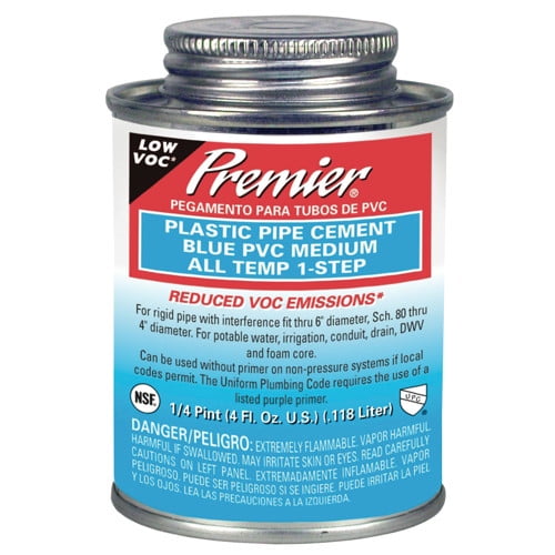 PREMIER CEMENT PVC ALL TEMPERATURE ONE STEP BLUE 1/2 PINT per 8 Each ...