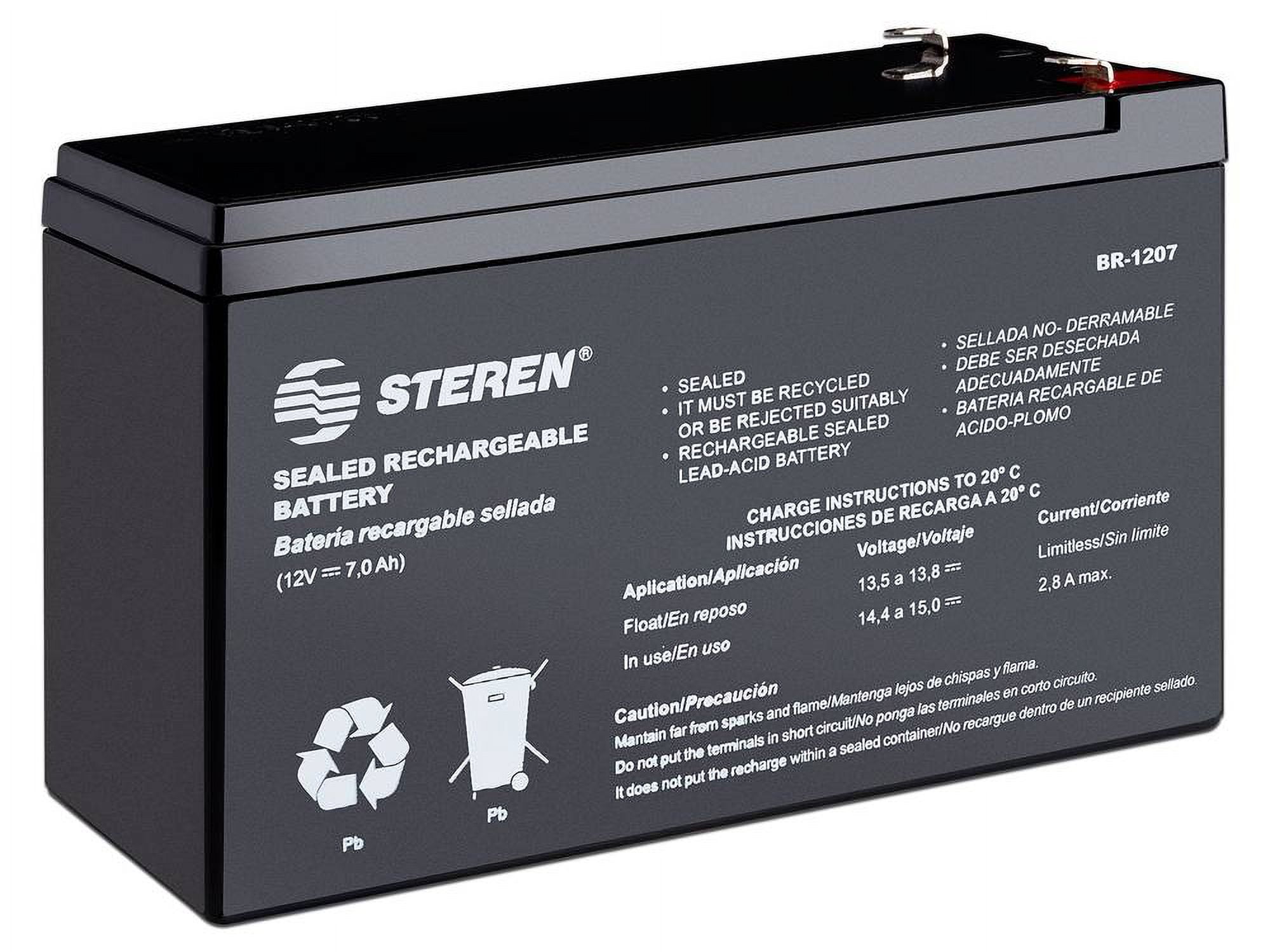 Batería Recargable BR-1207 Steren Sellada de Ácido-Plomo 12V 7Ah ...