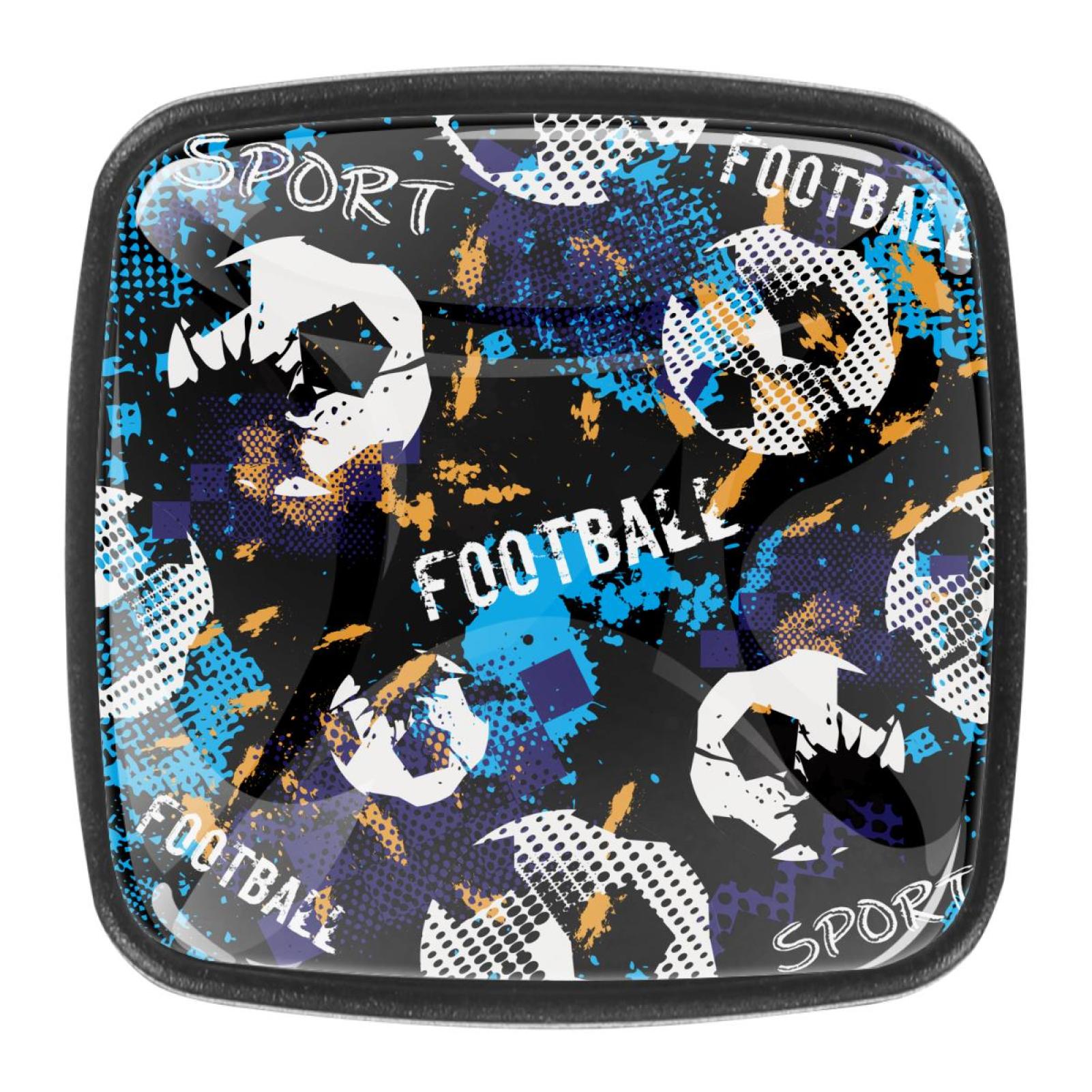 4 Pcs Square Cabinet Handle Cupboard Knob Drawer Pulls Handle Football ...