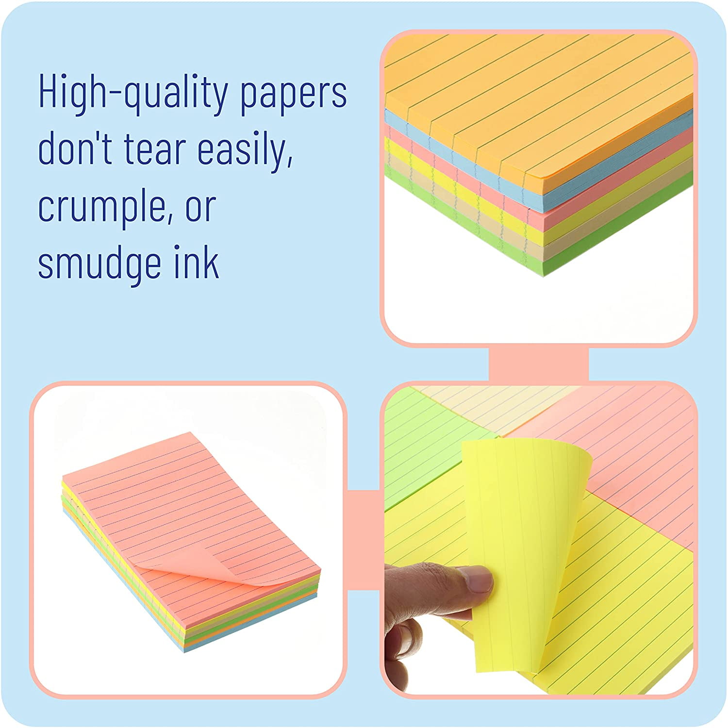 Buy Mr. Pen- Lined Sticky Notes 4x6, 6 Pads, 45 Sheets/Pad, Pastel ...