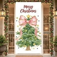 Christmas Tree Design Christmas Banner Pink Bow Holiday Backdrop Gold ...