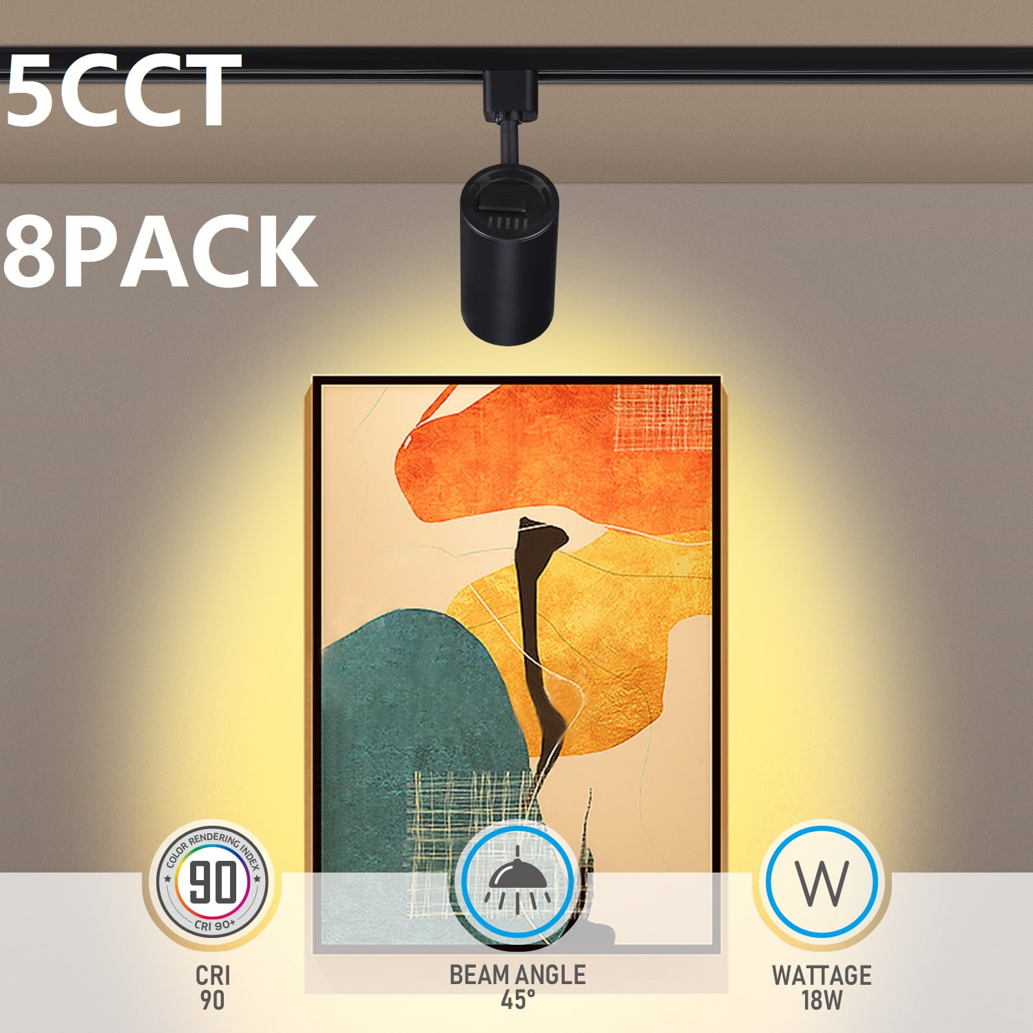 LEONLITE 8 Pack 5CCT LED Track Lighting Heads, H Type Track Light Heads ...