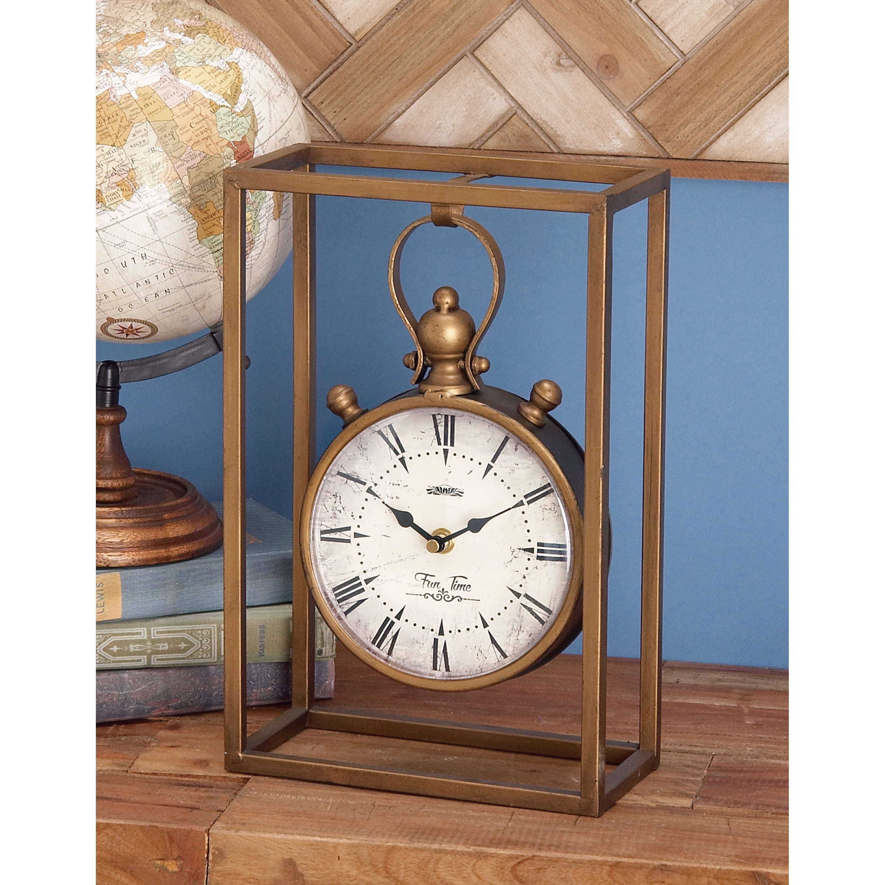 DecMode 13" Bronze Metal Standing Stopwatch Clock - Walmart.com