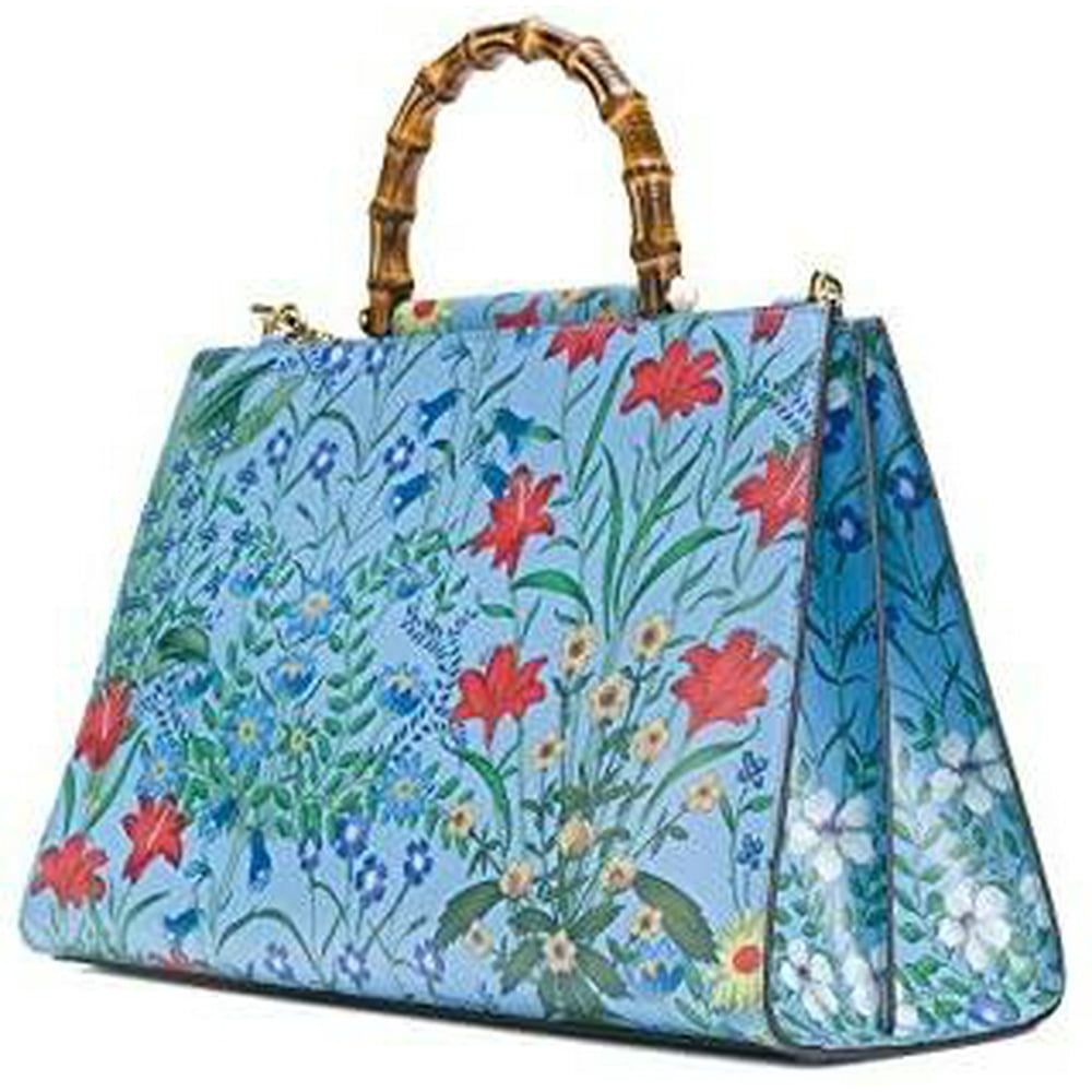 Gucci - Gucci Flora Azure Shanghai Blue Large Floral Handbag Italy Bag ...