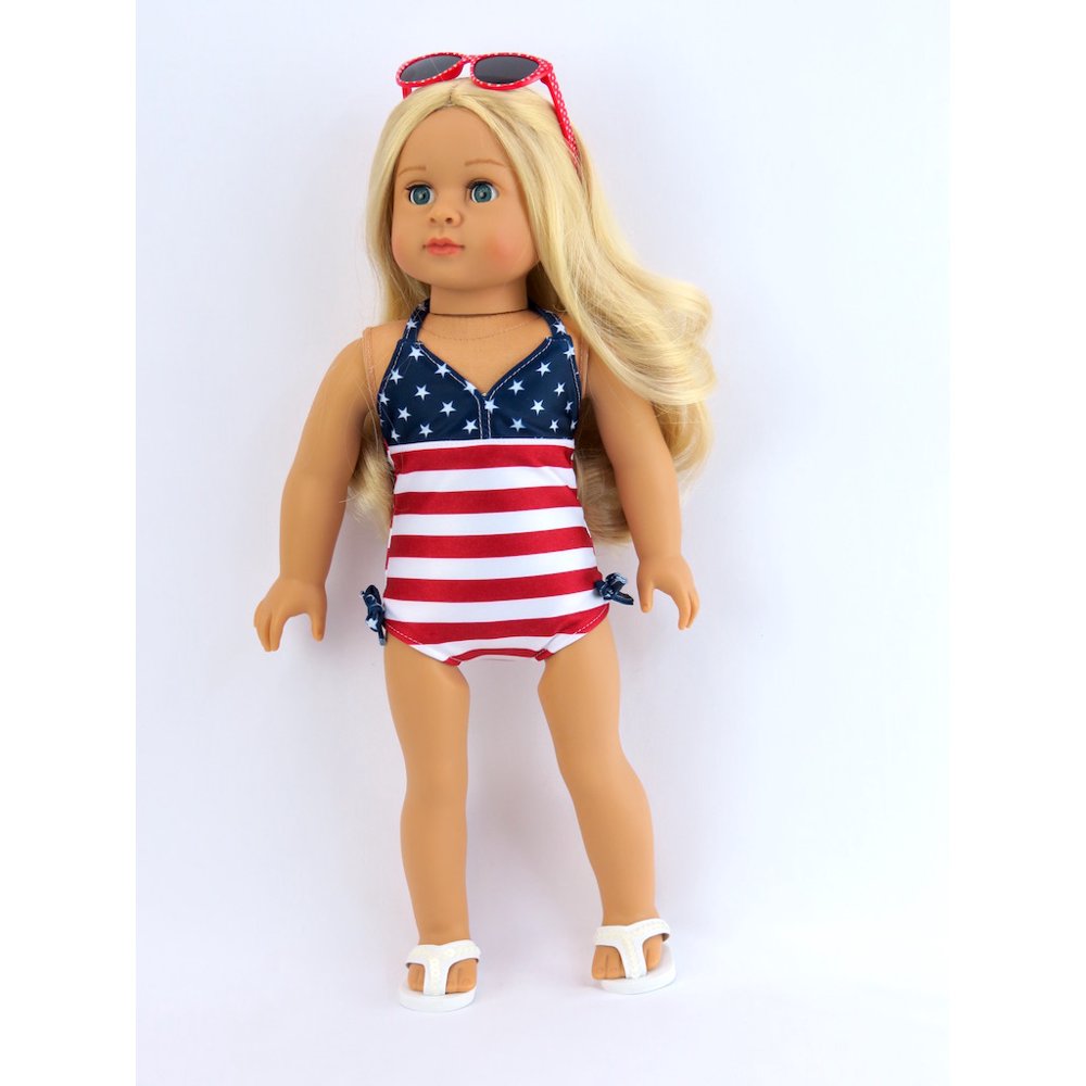 Red, White, and Cute Bathing Suit | Fits 18" American Girl Dolls ...