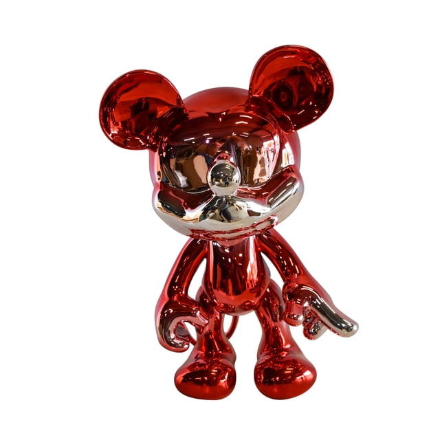 Contemporary Red Chrome Mickey Mouse Resin Statue 12" x 9" x 16"H ...