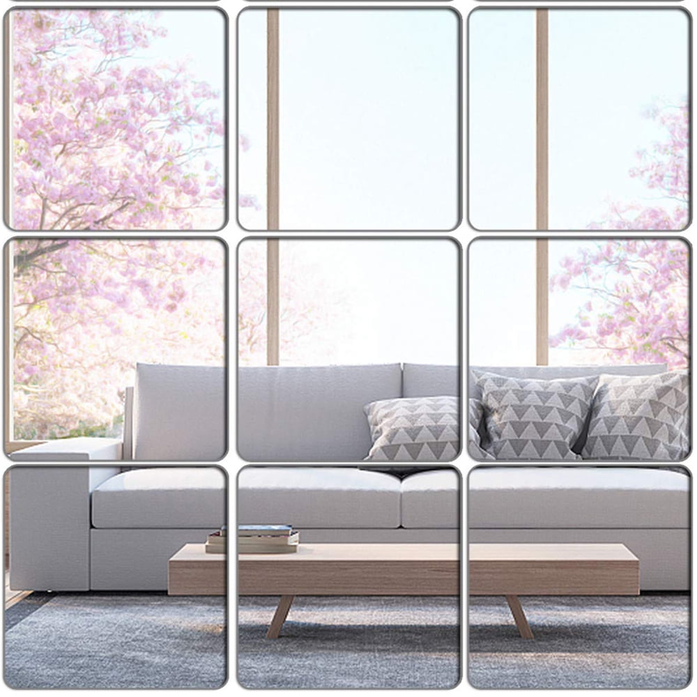 Wall Acrylic Mirror Sticker, Adhesive Rounded Corner Wall Stickers for ...