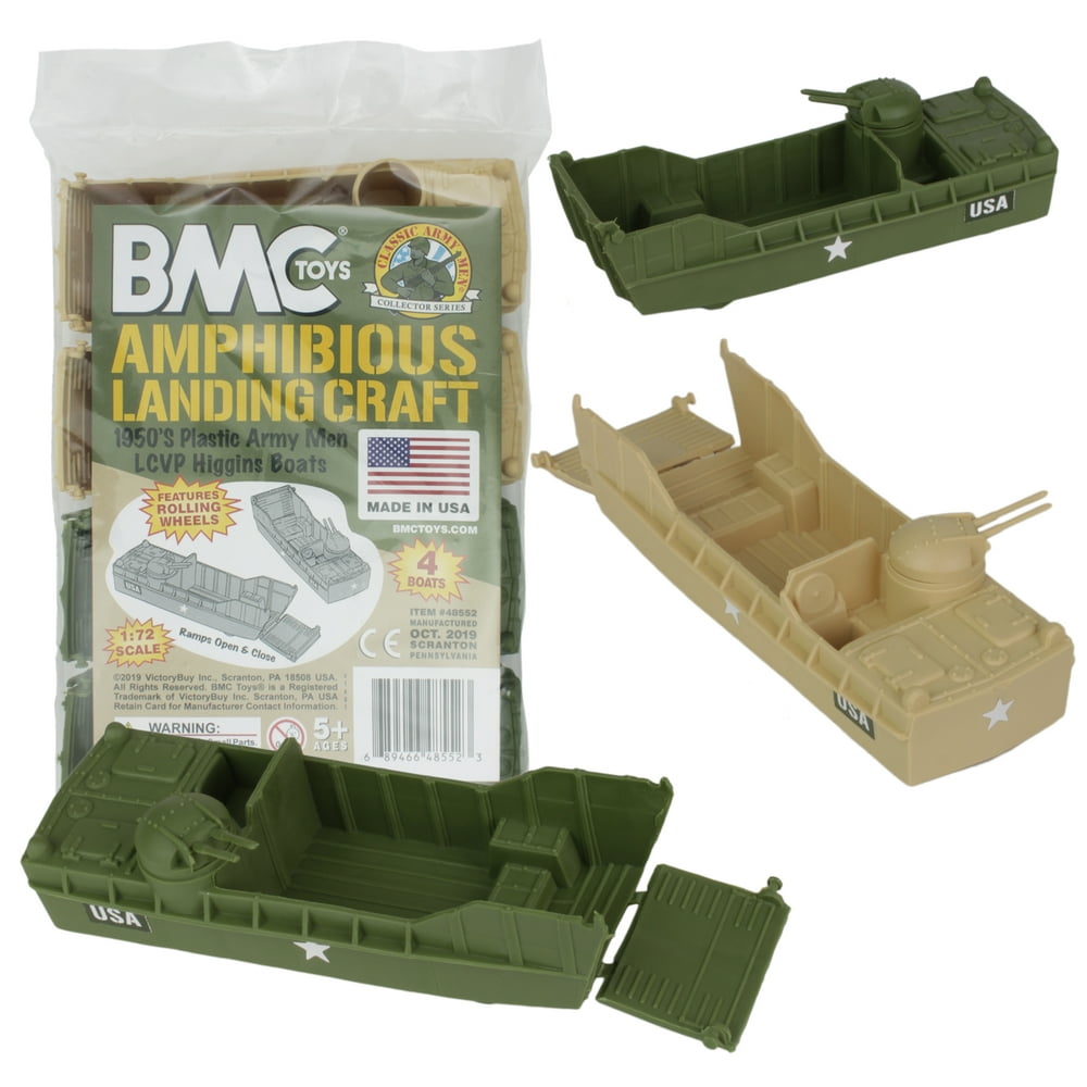 BMC Classic Marx Landing Craft - 4pc Tan vs. OD Green Plastic Army Men ...