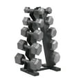 HolaHatha 5, 10, 15, 20, 25 lb Cast Iron Dumbbell Weight Set with Rack ...