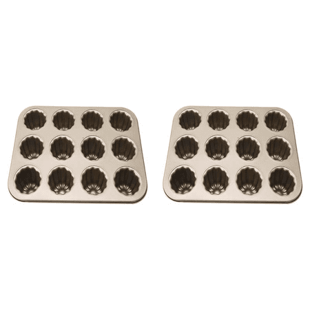 2X Canele Mold Cake Pan, 12-Cavity Non-Stick Cannele Muffin Bakeware ...
