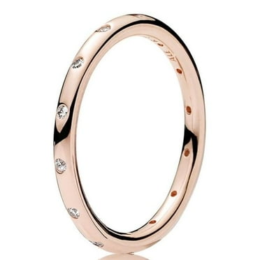 Authentic Hearts of Ring, Rose & Clear CZ 180963CZ-56 EU, 7.5 US ...