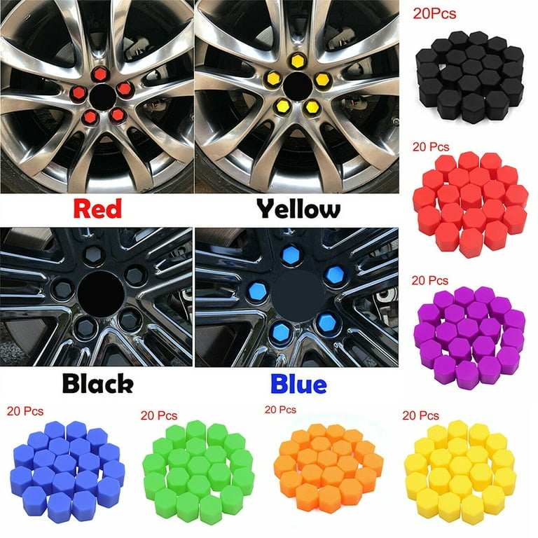 20 Pcs Silicone 21mm Car Wheel Nut Lug Dust Cover Cap Protector Hub Screw Rim
