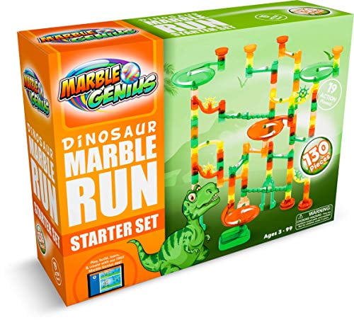 Marble Genius Marble Run Dinosaur Starter Set - 130 Complete Pieces ...
