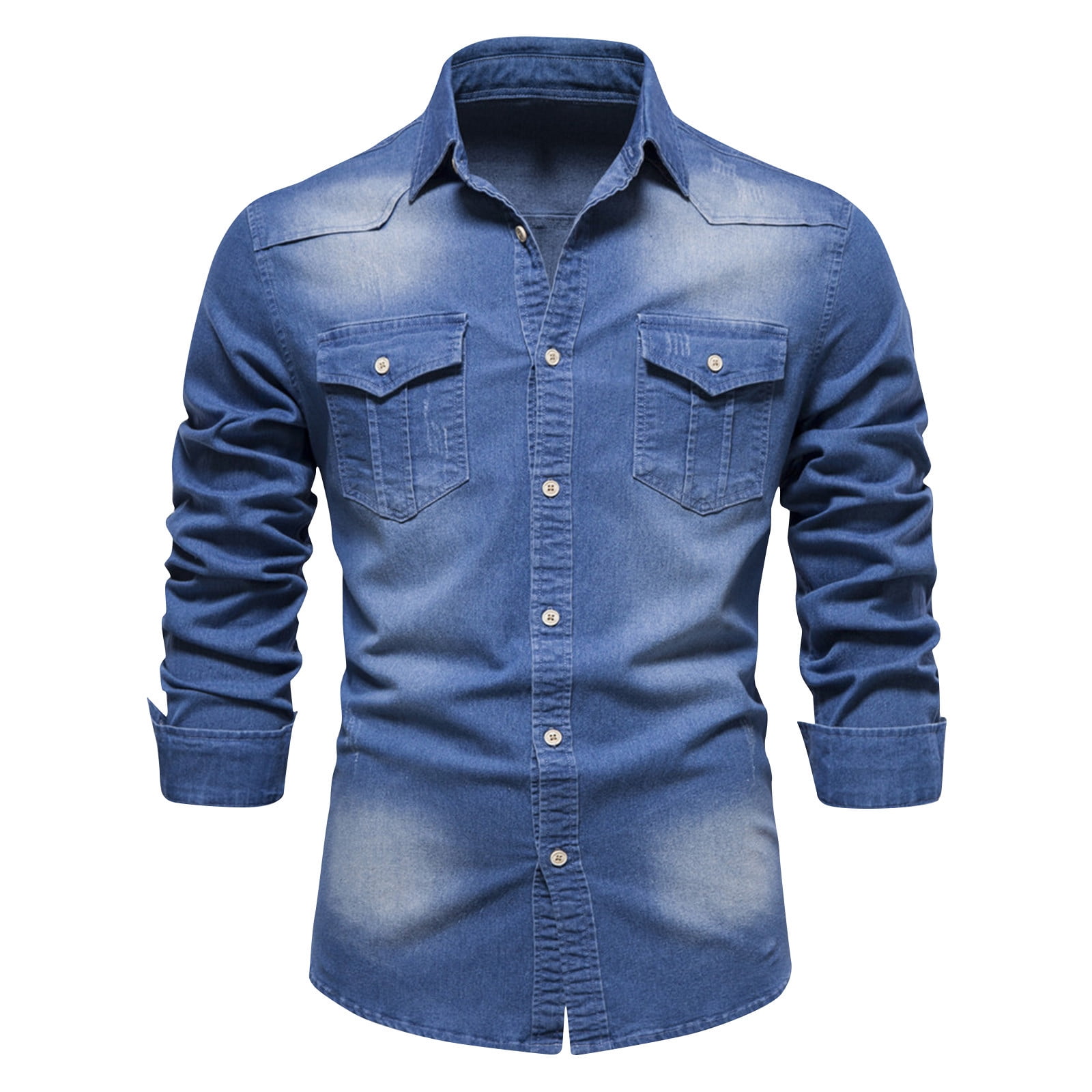 Click here for Aherbiu Mens Long Sleeve Denim Shirts Button Down... prices