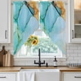 Abstract Teal Swag Curtain Valance for Window 2 Panels Green Gold ...