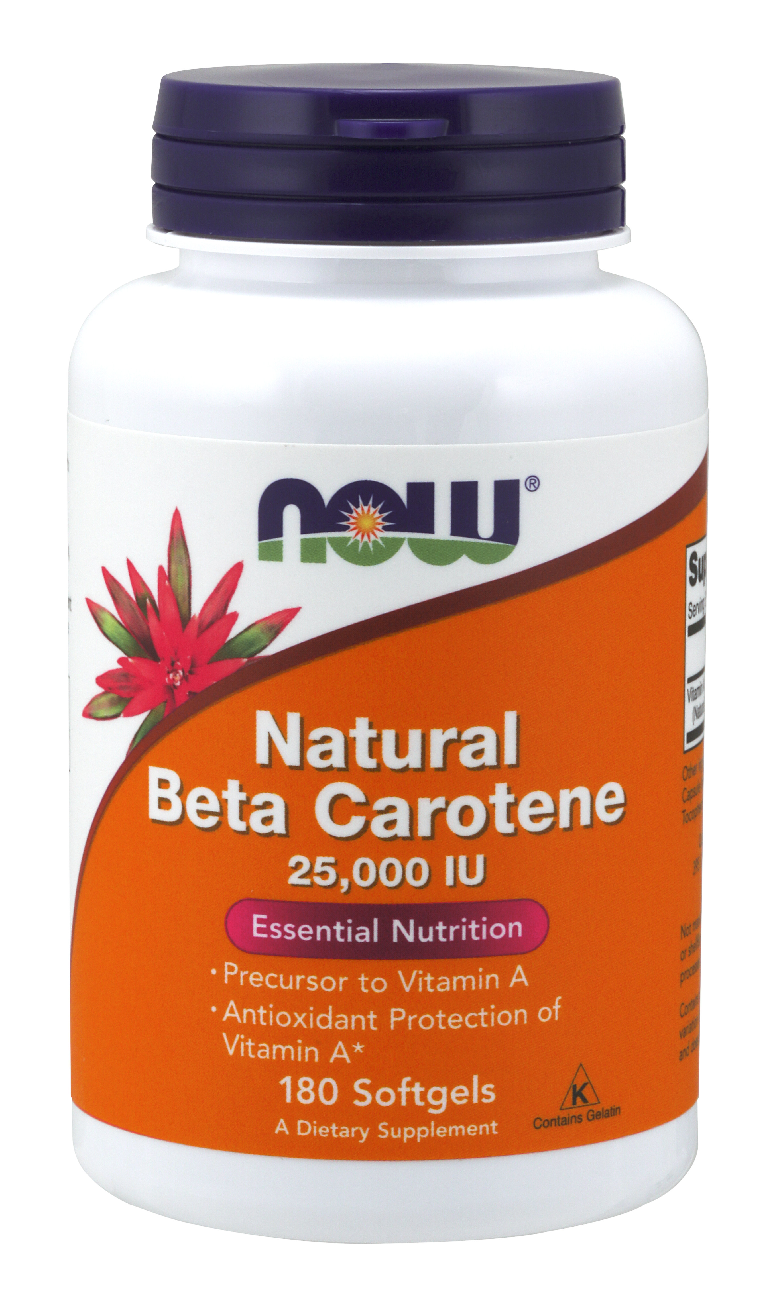 NOW Supplements Natural Beta Carotene 25 000 IU Essential Nutrition