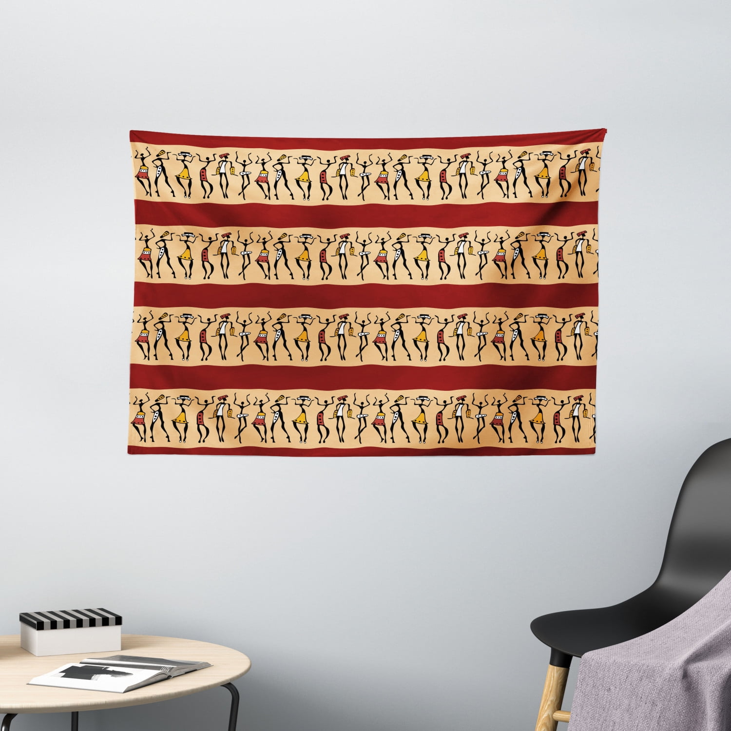 African Woman Tapestry, Native Indigenous People Different Poses Tribal ...