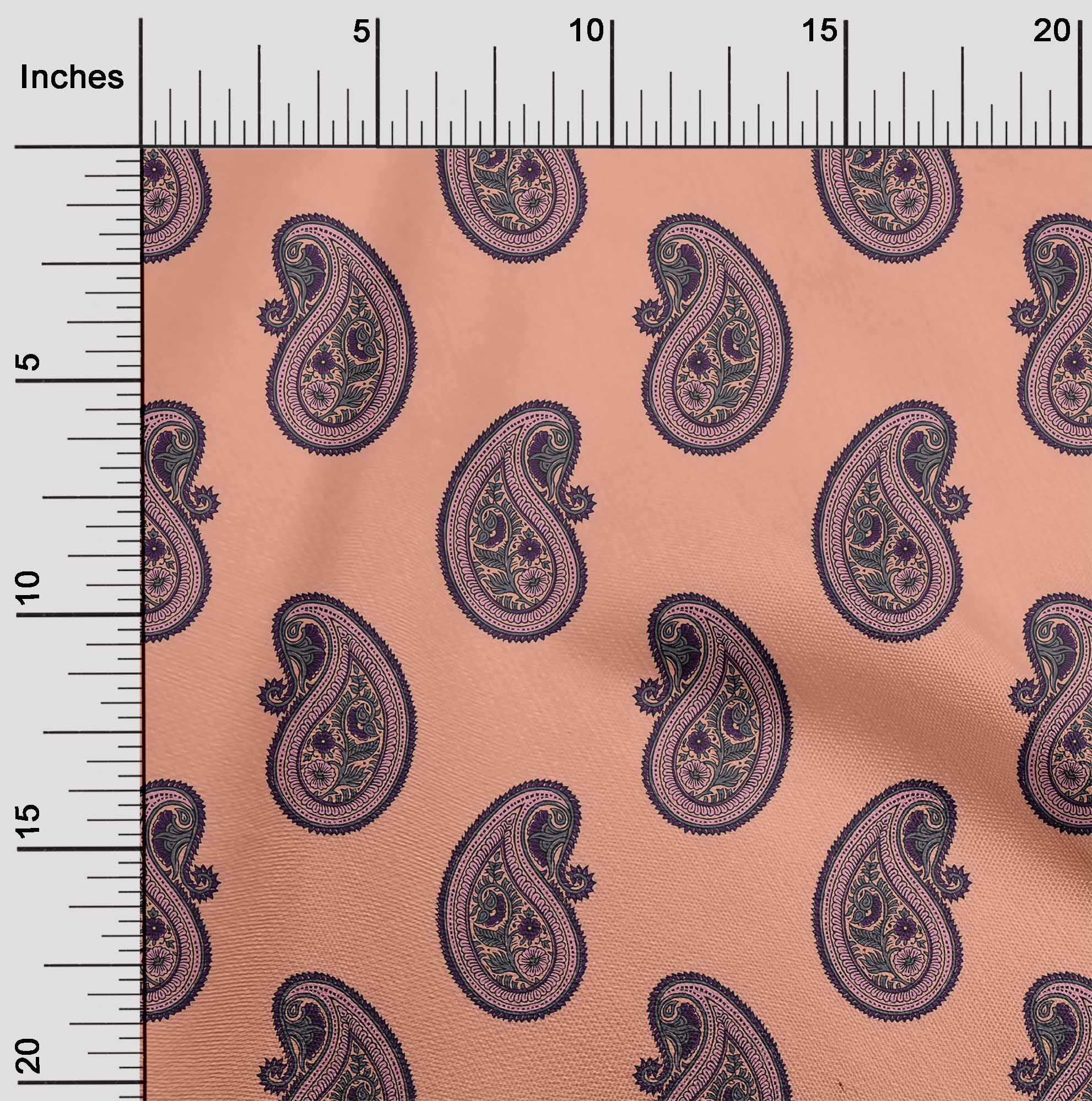 oneOone Cotton Poplin Fabric Paisley Block Print Fabric By Yard 42 Inch ...