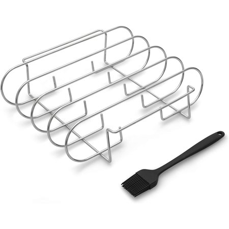 Rib Rack with 4 Slot Heavy Duty Stainle Steel Barbecue Meat Roa ting ...