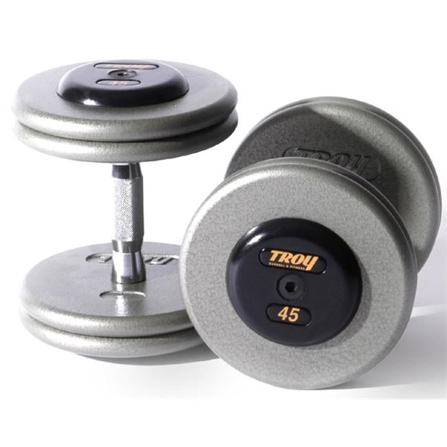 Troy Barbell HFD-130R Pro-Style Dumbbells - Gray Plates And Rubber End ...