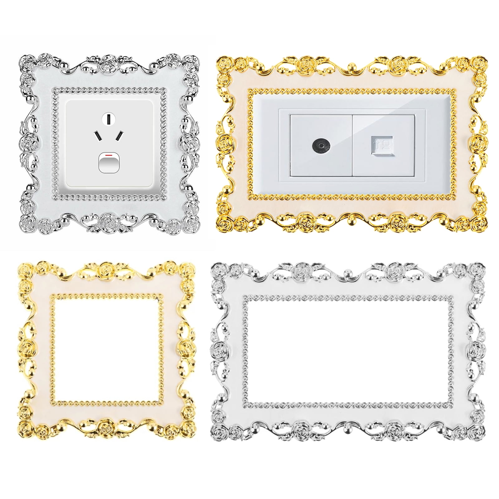 Luxurious Resin Gold Rose Edge Light Switch Surround Socket Plate Panel ...