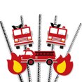 Big Dot of Happiness Fired Up Fire Truck - Paper Straw Decor ...
