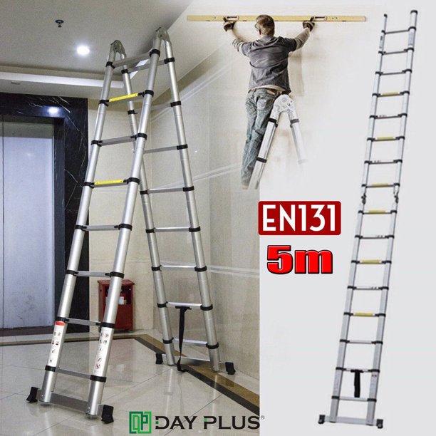 Dayplus Portable A-Frame Ladder Aluminium Telescopic Folding Extension ...